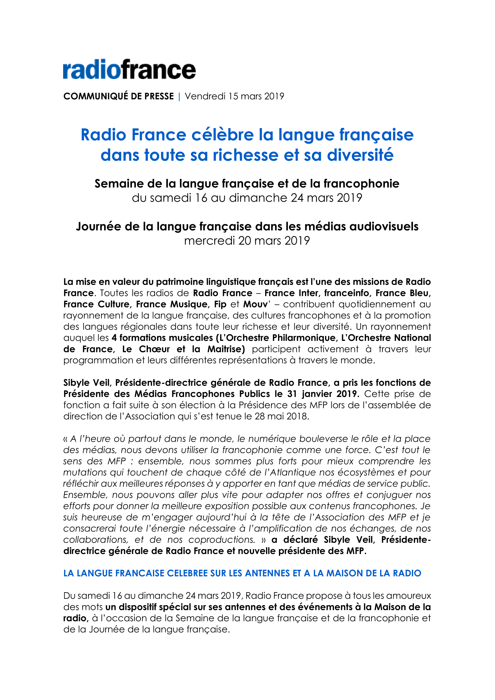 Radio France célèbre la langue française dans toute sa richesse et sa ...