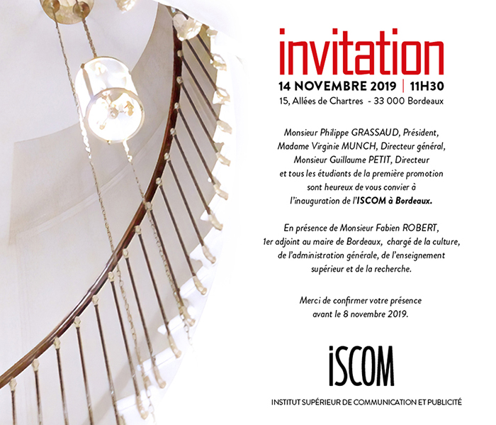 >Invitation : inauguration de l'ISCOM Bordeaux - Club Presse Bordeaux